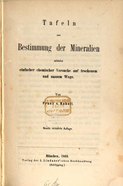 Tafeln zur Bestimmung der Mineralien mittelst einfacher chemischer ...